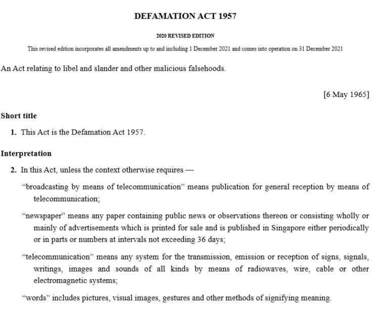 Defamation, Slander & Libel Laws in Singapore [2026] | RBN Chambers
